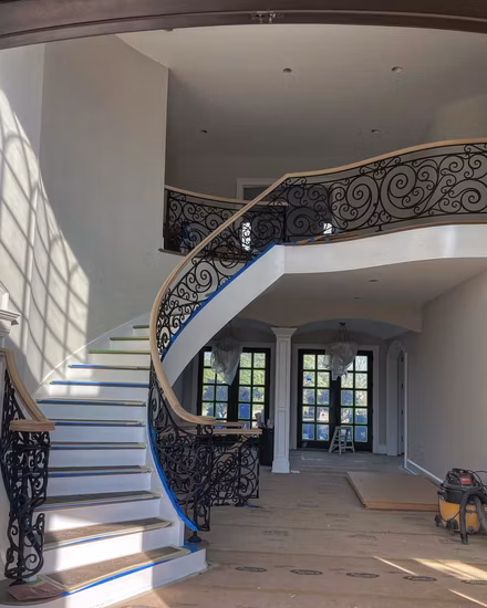 Modern Steel Glass Curved Stair Staircase Metal Bar Railing Stairs ...